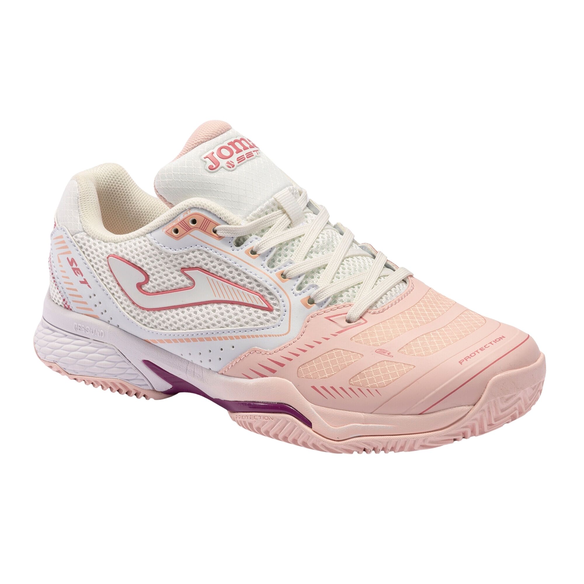 Tênis Joma Set Lady Saibro Clay Feminino - Branco/Rosa - Bayard Esportes