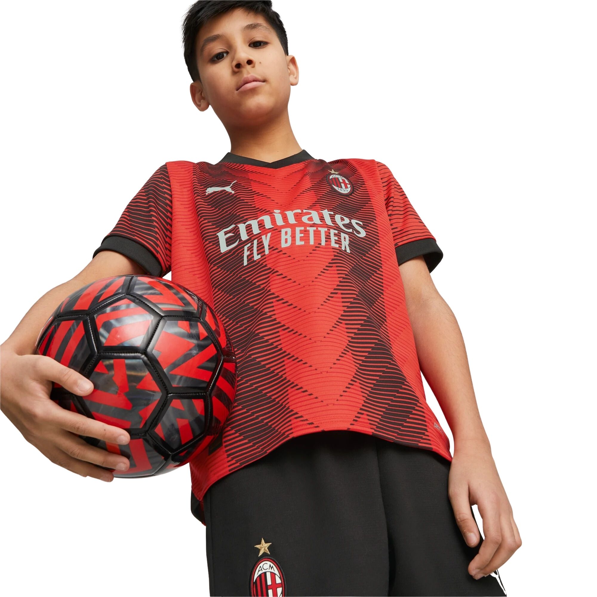 Camisa Milan I 23/24 Puma Infantil - Vermelha/Preta - Bayard Esportes