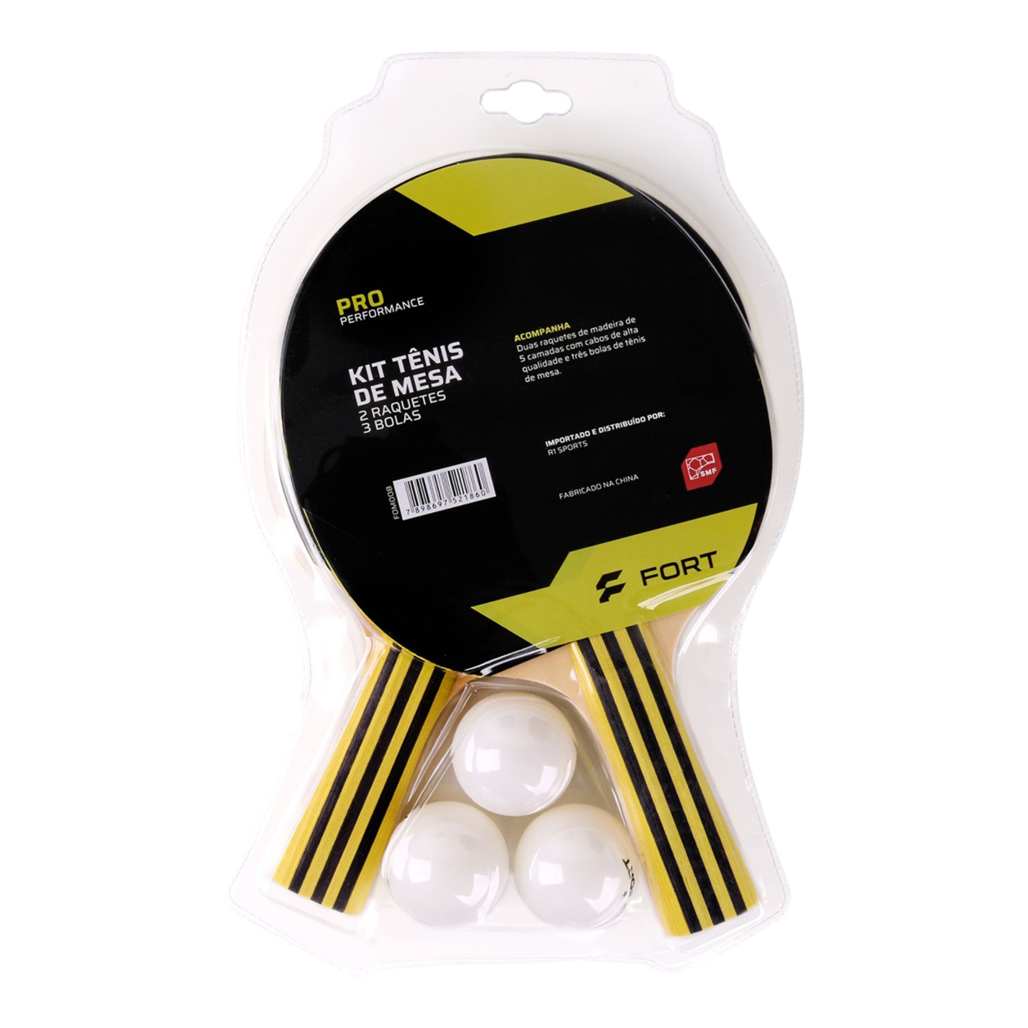 Kit Raquete Tênis de Mesa Fort Pro Unissex - Preta/Verde - Bayard Esportes