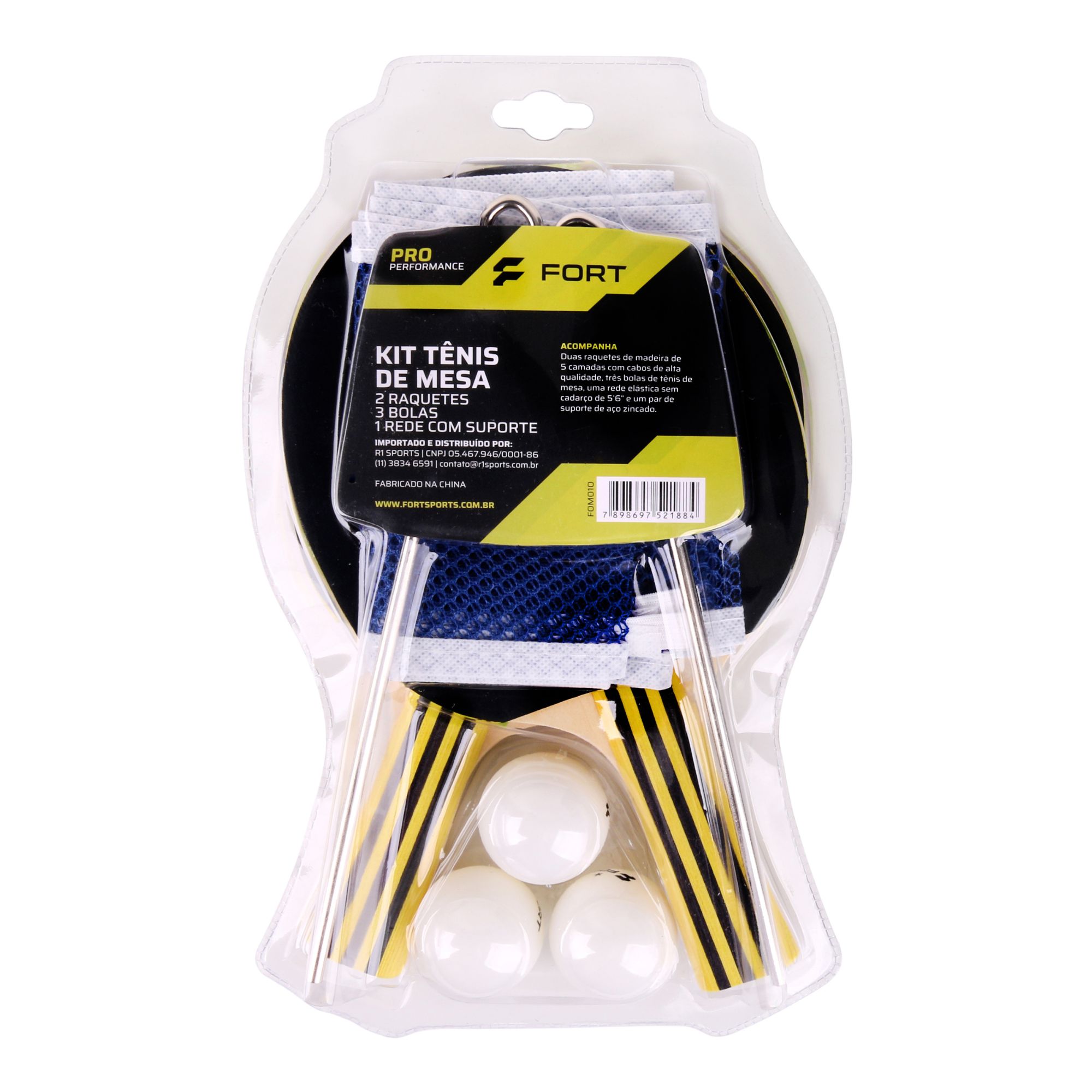 Kit Raquete Tênis de Mesa Fort Pro Unissex - Preta/Vermelha - Bayard ...