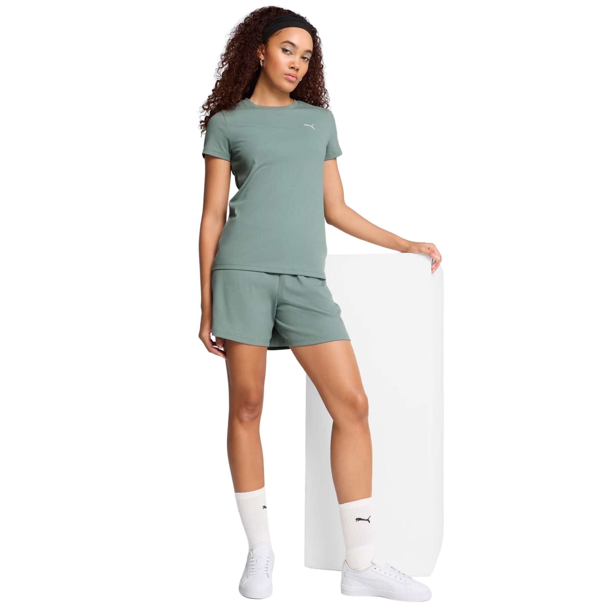 Camiseta Puma Ess Elevated Rib Feminina - Verde - Bayard Esportes